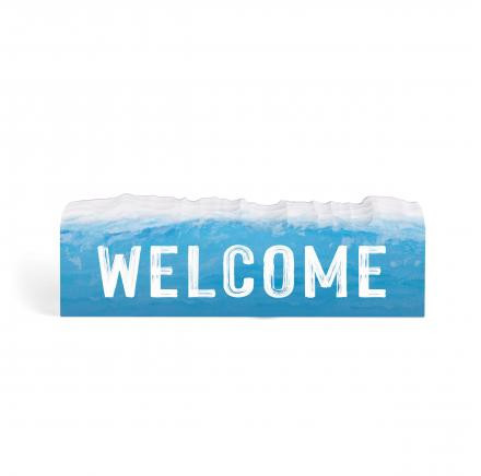 Shaped Ocean Waves Welcome Wood Block Tabletop Sign - Beach House Gift ...