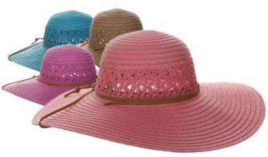 Cappelli Mary Able Crochet Trim Floppy Chin Cord Sun Hat - Beach House ...
