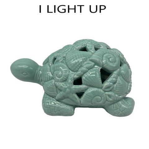 Fancy That Green Sea Shell Turtle Figurine Light - Beach House Gift ...