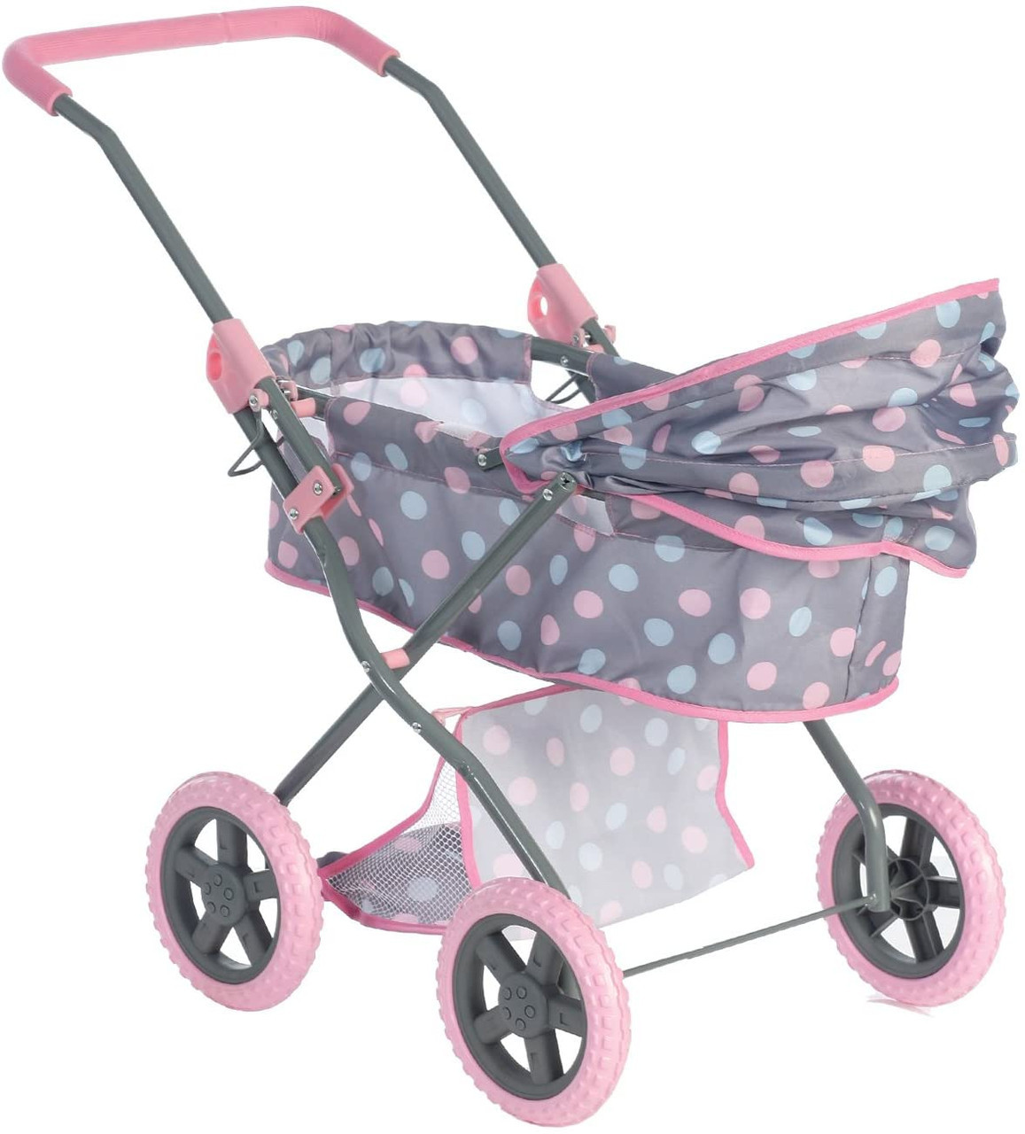 Pink Polka Dot Deluxe Large Doll Carriage Pram - Beach House Gift Boutique