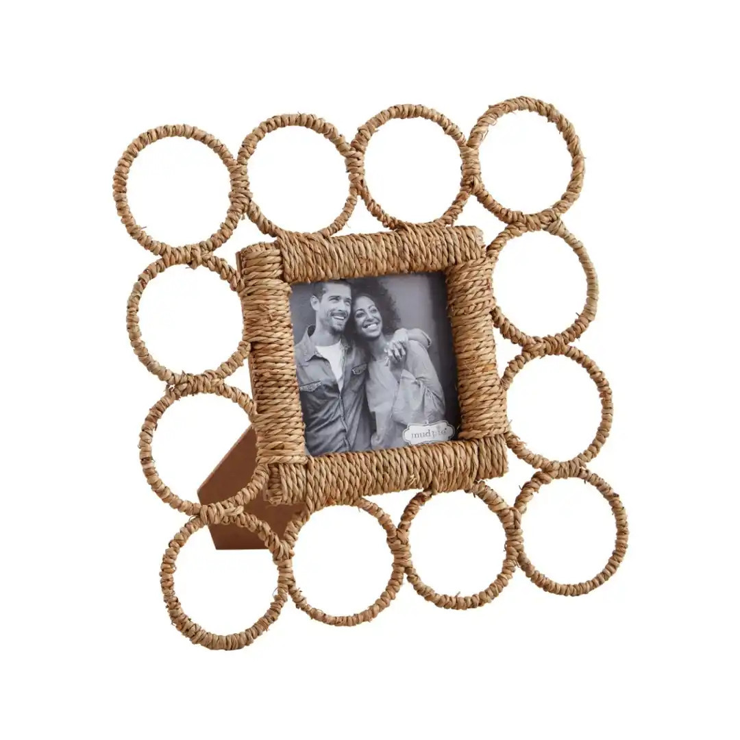 Mud Pie Woven Seagrass Links 4" x 4" Photo Frame - Beach House Gift ...