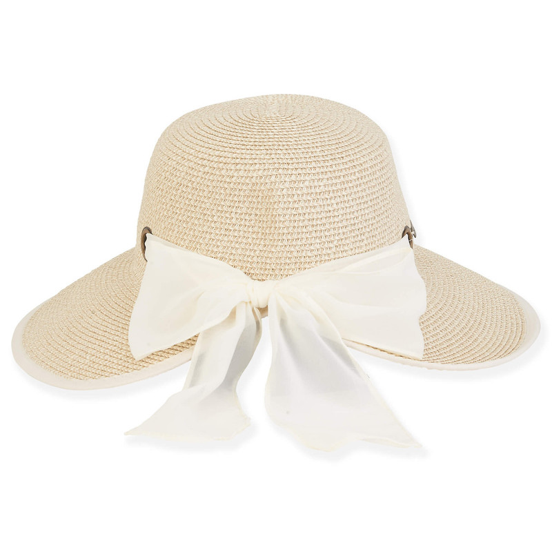 Sun N Sand Ribbon Bow Open Back Weaved Straw Sun Hat - Beach House Gift ...