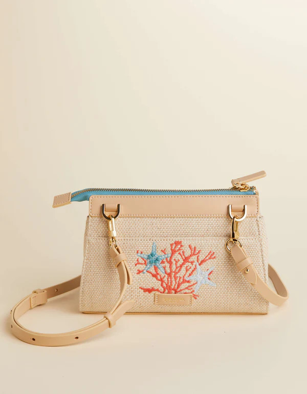 Spartina 449 Annie Ogeechee Sea Life Coral Embroidered Crossbody ...