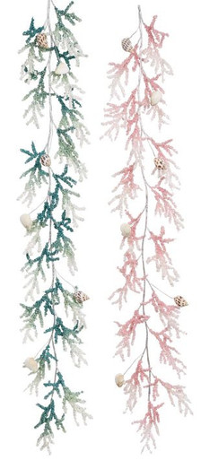 Mark Roberts 5' Glitter Sea Coral Garland With Real Sea Shells - Beach ...