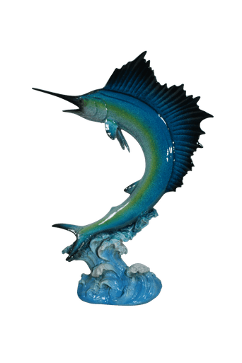 Ocean World Extra Large Realistic Blue Swordfish On A Wave Figurine ...