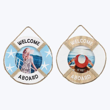 Life Ring Welcome Aboard Round Hanging Photo Frame - Beach House Gift ...
