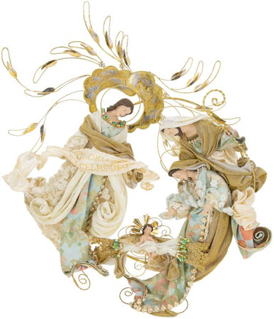 Mark Roberts Holy Family and Angel Nativity Set Large Wreath - Beach ...