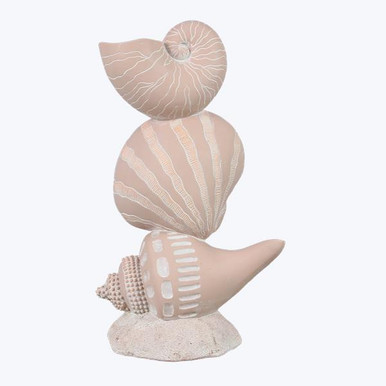 Coral Pink Intricate Patterned Stacked Sea Shells Tabletop Figurine ...