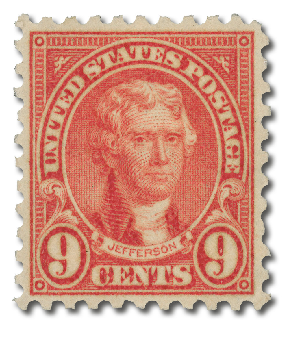 590 - 1926 9c Thomas Jefferson, Rose, Perf. 10 - Mystic Stamp Company