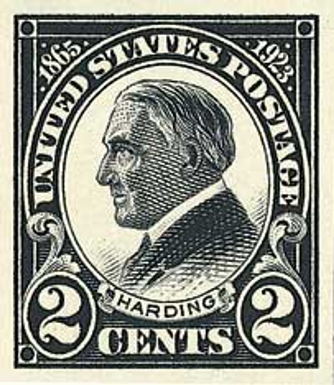 611 - 1923 2c Warren G. Harding, Black, Imperf. - Mystic Stamp Company