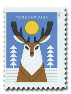 5822 - 2023 First-Class Forever Stamp - Winter Woodland Animals: Deer ...
