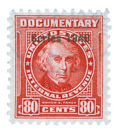 R497 - 1948 80c U.S. Internal Revenue Stamp, Carmine - Mystic Stamp Company