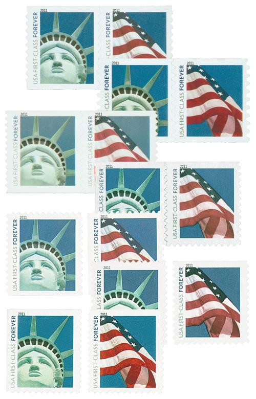 4486/4564 - 2010-11 Lady Liberty and US Flag, collection of 14 stamps ...