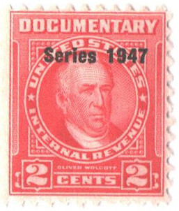 R462 - 1947 2c US Internal Revenue Stamp - watermark, perf 11, carmine ...
