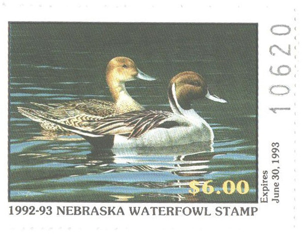 SDNE2 - 1992 Nebraska State Duck Stamp - Mystic Stamp Company