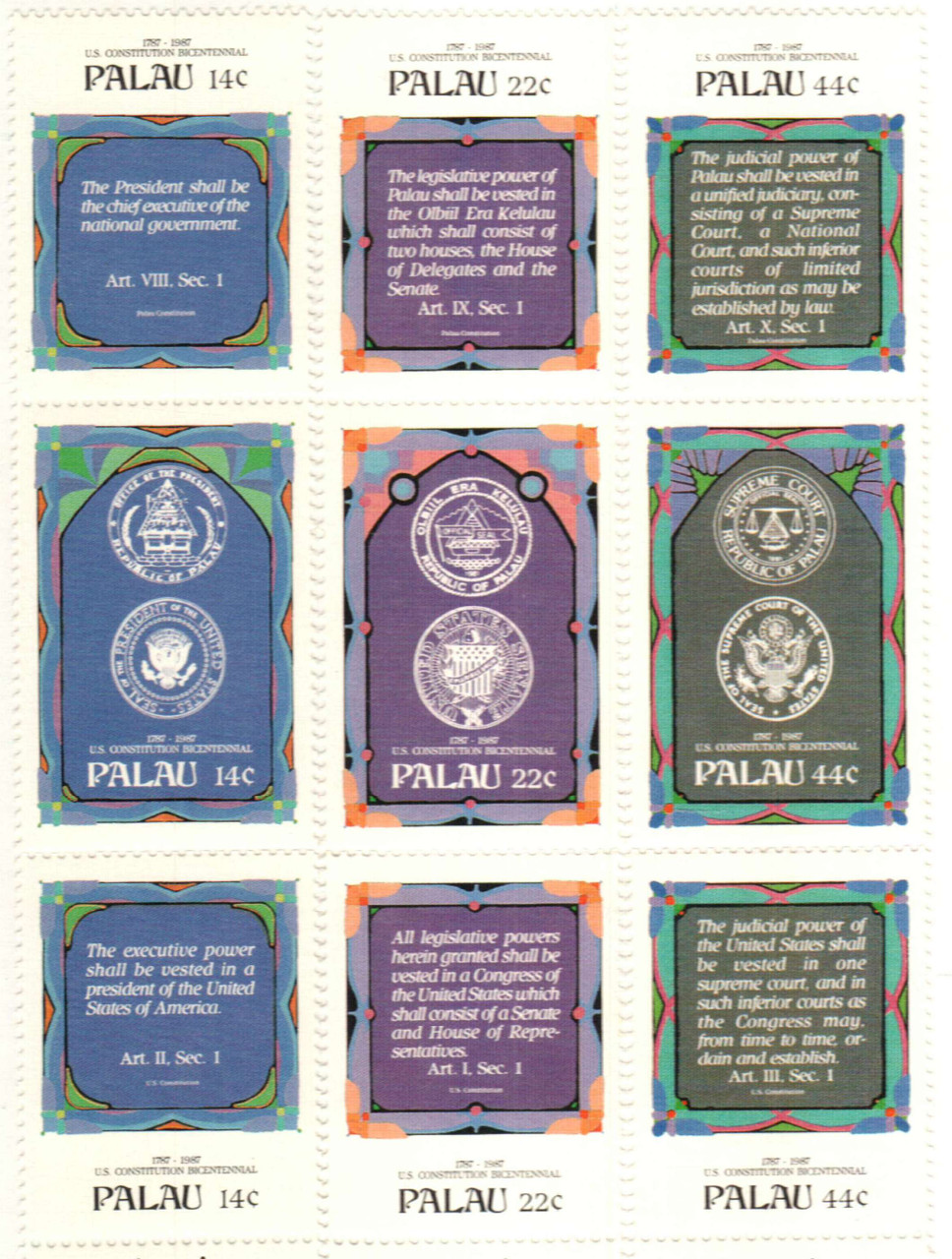 155-63 - 1987 Palau - Mystic Stamp Company