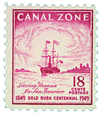 CZ145 - 1949 18c Departure for San Francisco, Deep Red Lilac, Canal ...