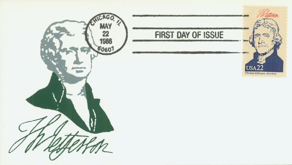 2216c - 1986 22c AMERIPEX '86: Thomas Jefferson - Mystic Stamp Company