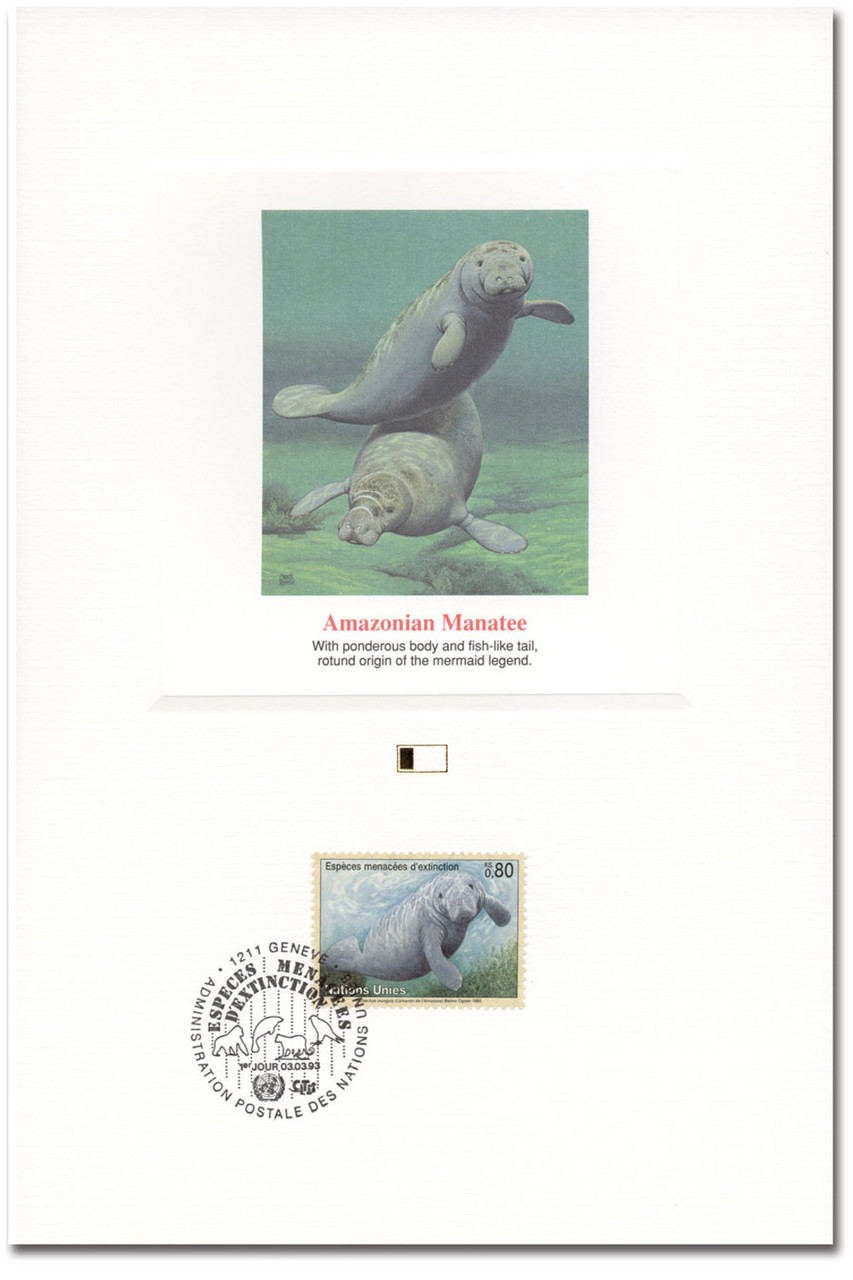 58201G - 1993 U.N. Manatee Proofcard Geneva - Mystic Stamp Company