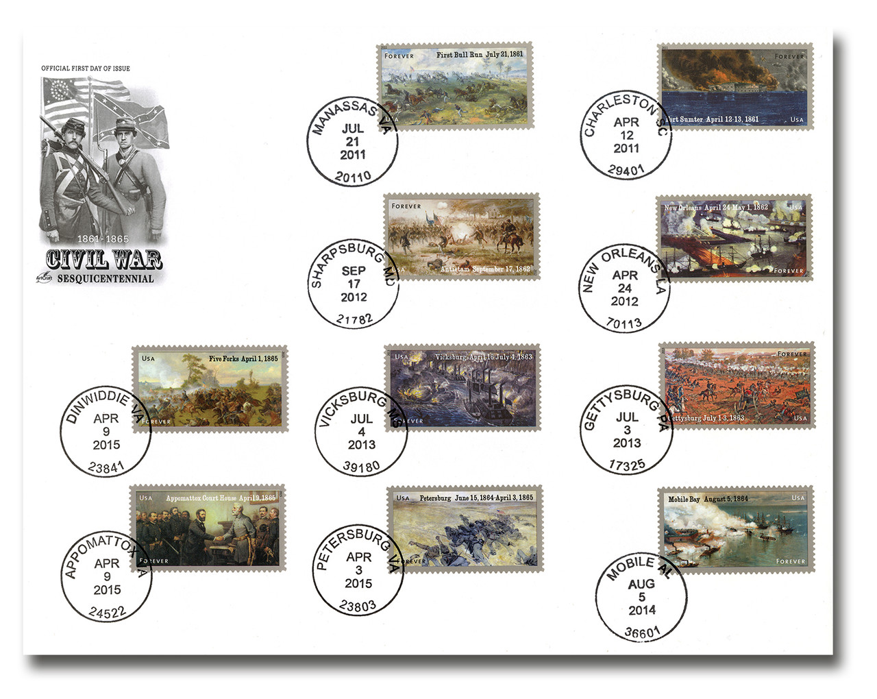 AC846 - 2011-15 Civil War Sesquicentennial Commemorative Cover with ...