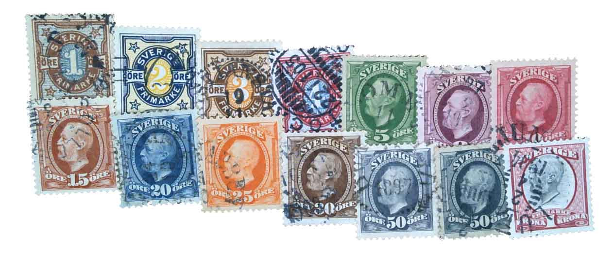 52-65 - 1891-1904 Sweden - Mystic Stamp Company