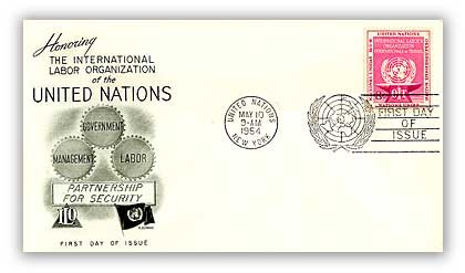 8A26 - 1954 8c International Labor Organization - Mystic Stamp Company