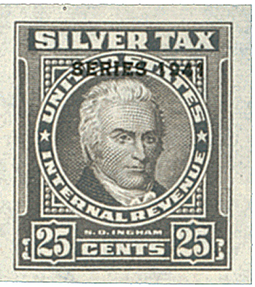 RG66 - 1941 25c Silver Tax, Gray, Overprint 1941 - Mystic Stamp Company