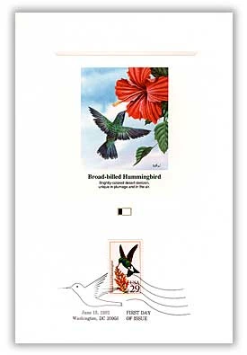 55996 - 1992 29c Hummingbirds - Broad-Billed Hummingbird Proof Card ...