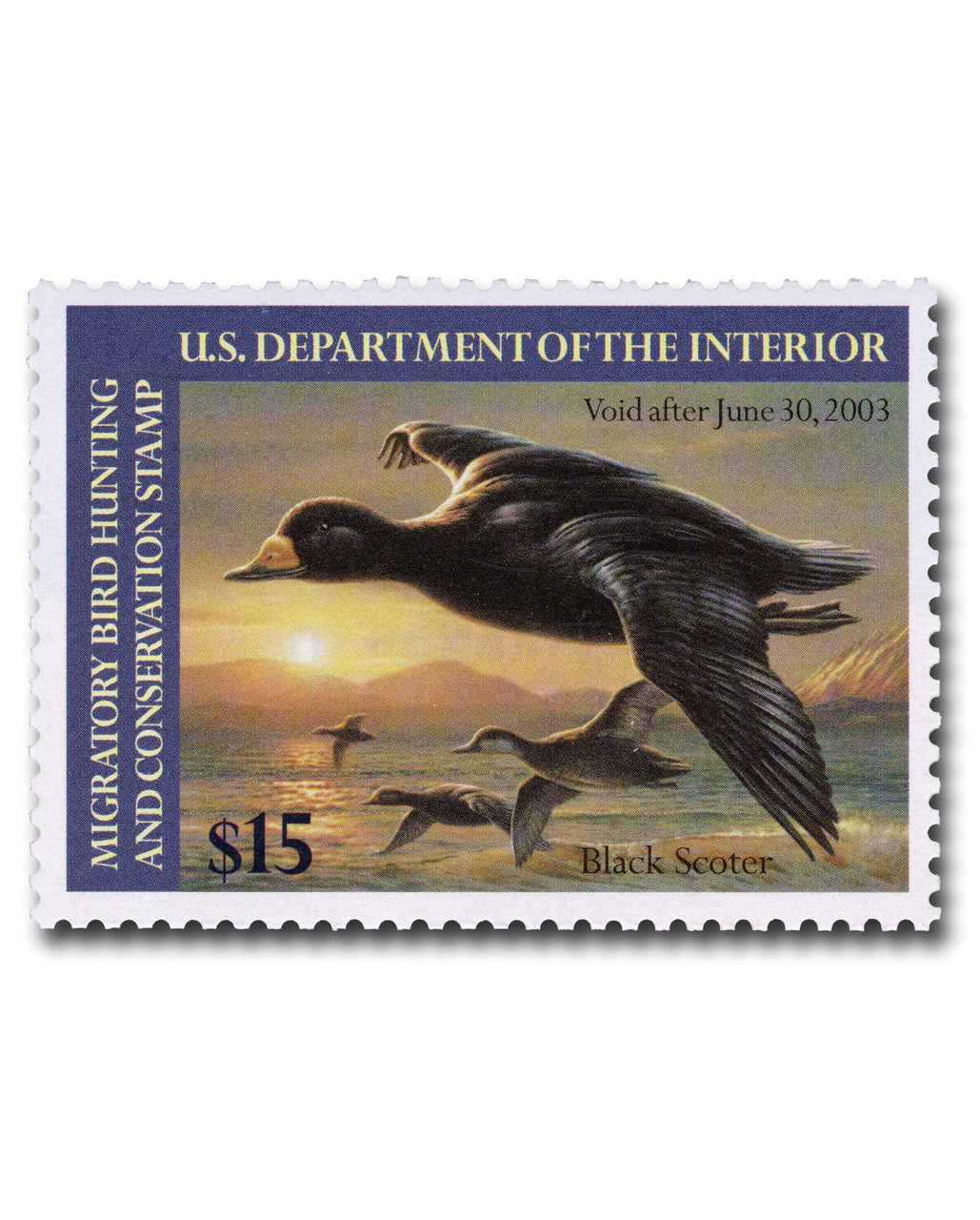 RW69 - 2002 $15.00 Federal Duck Stamp - Black Scoter - Mystic Stamp Company
