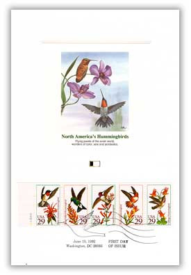 56001 - 1992 29c Hummingbirds Combo Proofcard (#2642-46) - Mystic Stamp ...