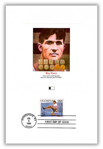55817 - 1990 Raymond Ewry 25c Proofcard - Mystic Stamp Company