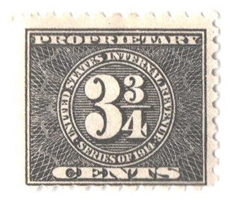 RB57 - 1914 3 3/4c Proprietary Revenue Stamp, Black, Double Line ...