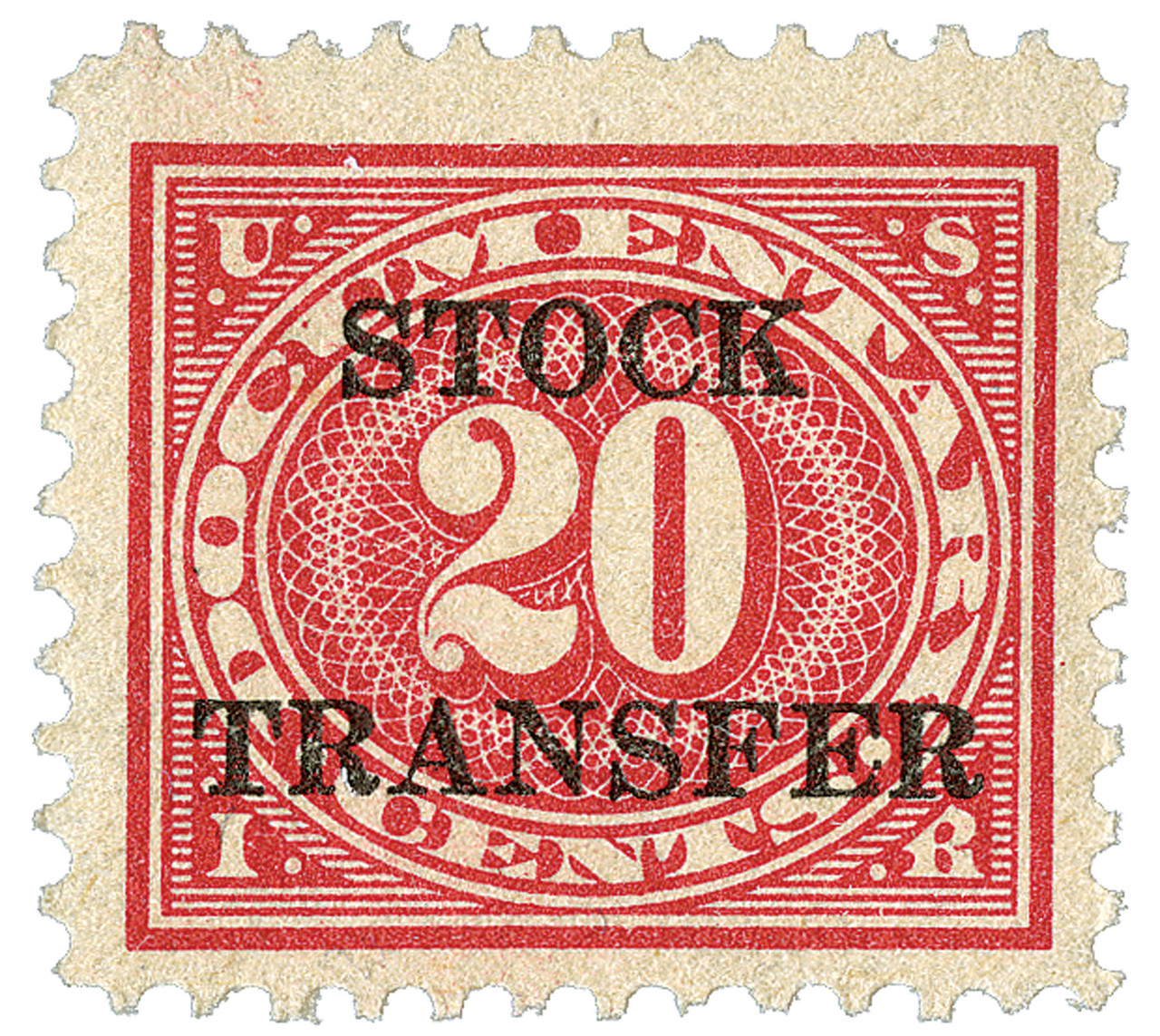 RD35 - 1920 20c Stock Transfer Stamp, Carmine Rose, Perf. 11 ...