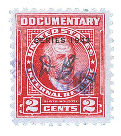R362 - 1943 2c U.S. Internal Revenue Stamp, Carmine - Mystic Stamp Company