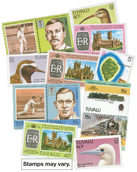 M7466 - Tuvalu, 100 Mint Stamps - Mystic Stamp Company