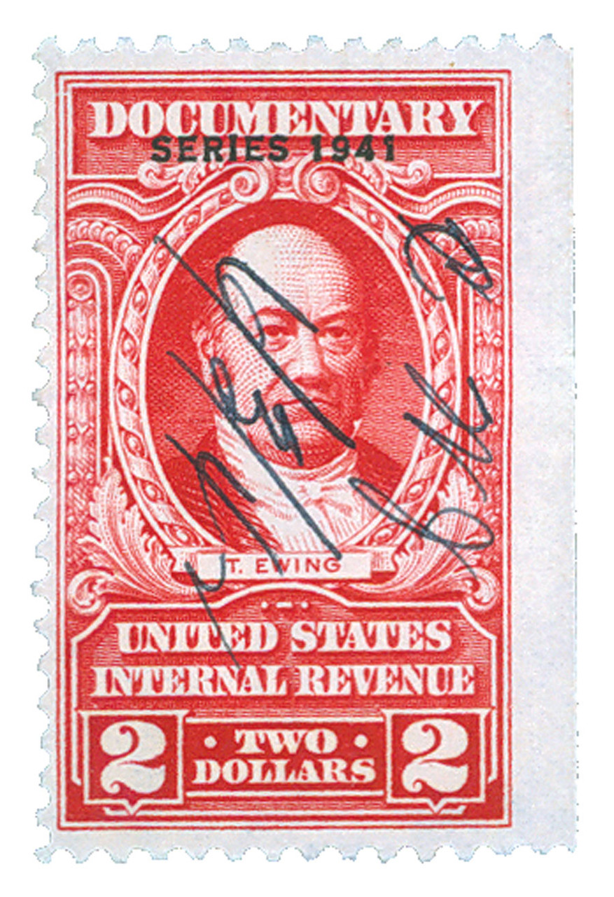R324 - 1941 $2 U.S. Internal Revenue Stamp, Carmine - Mystic Stamp Company