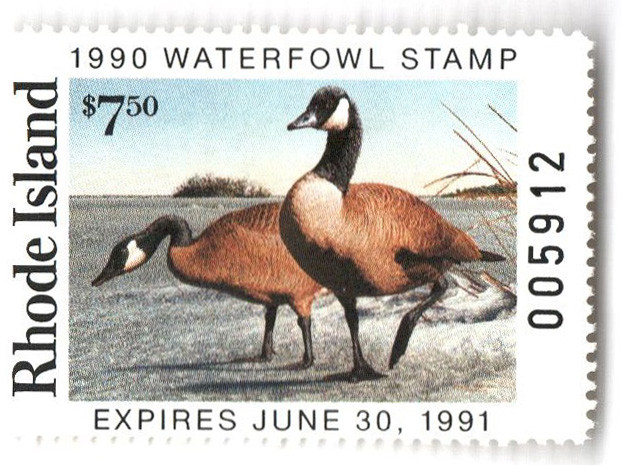 SDRI2 - 1990 Rhode Island State Duck Stamp - Mystic Stamp Company