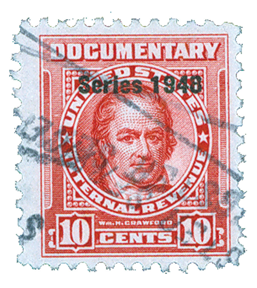 R492 - 1948 10c U.S. Internal Revenue Stamp, Carmine - Mystic Stamp Company