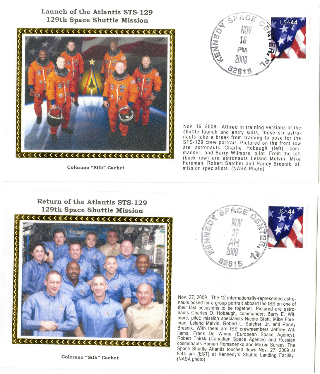STS129A - STS-129 Launch and Return Covers - Mystic Stamp Company