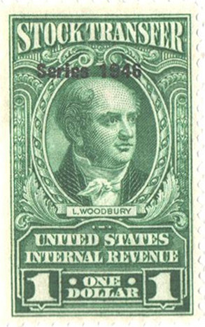 RD219 - 1946 $1 Stock Transfer Stamp, Bright Green - Mystic Stamp Company