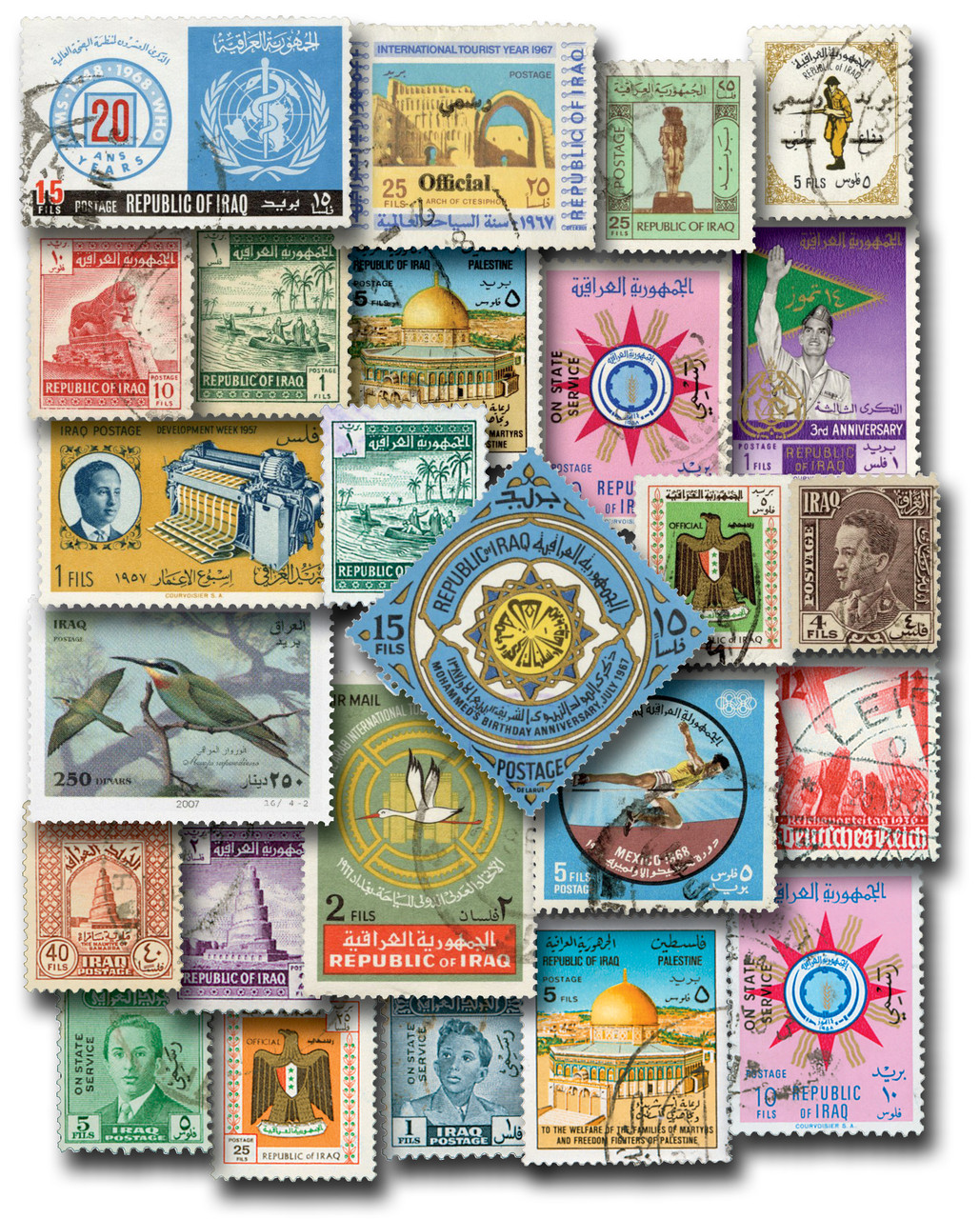 M8021 - Iraq 100 Different Stamps - Mystic Stamp Company