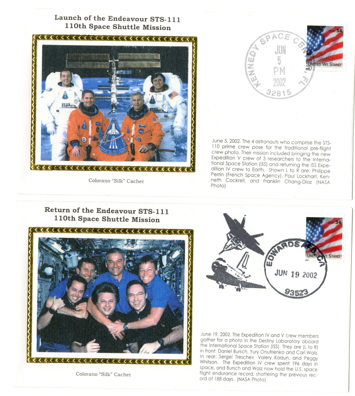 STS111A - STS-111 Launch and Return Covers - Mystic Stamp Company