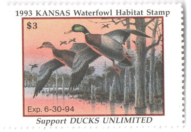SDKS7 - 1993 Kansas State Duck Stamp - Mystic Stamp Company