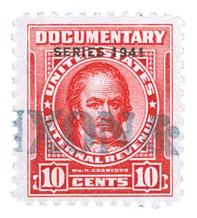 R317 - 1941 10c U.S. Internal Revenue Stamp, Carmine - Mystic Stamp Company