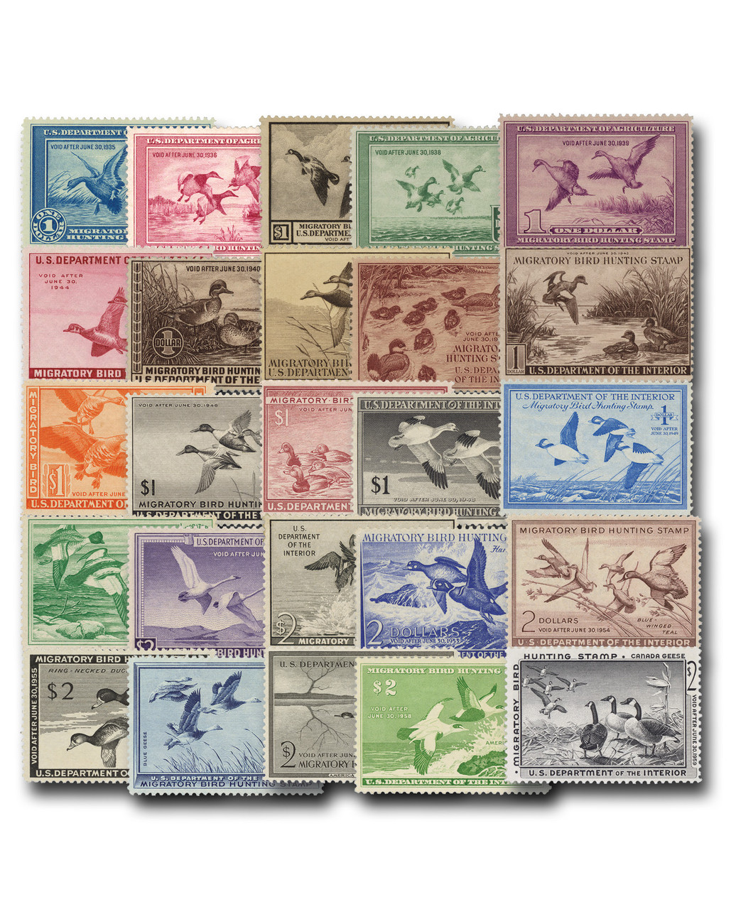 RW1-25 - 1934-58 US Duck Collection, 25 Stamps - Mystic Stamp Company