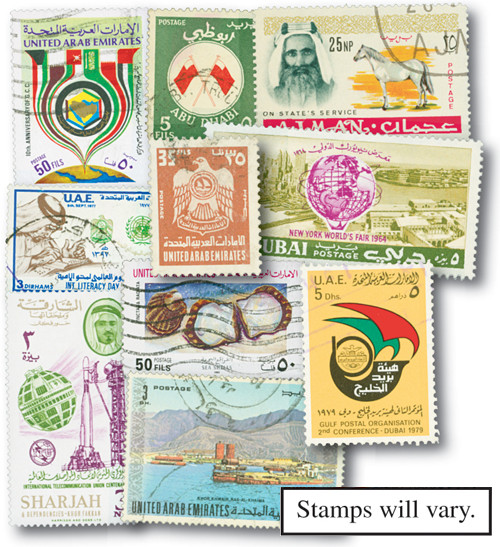 MP1143 - Abu Dhabi, 100 Different Stamps - Mystic Stamp Company