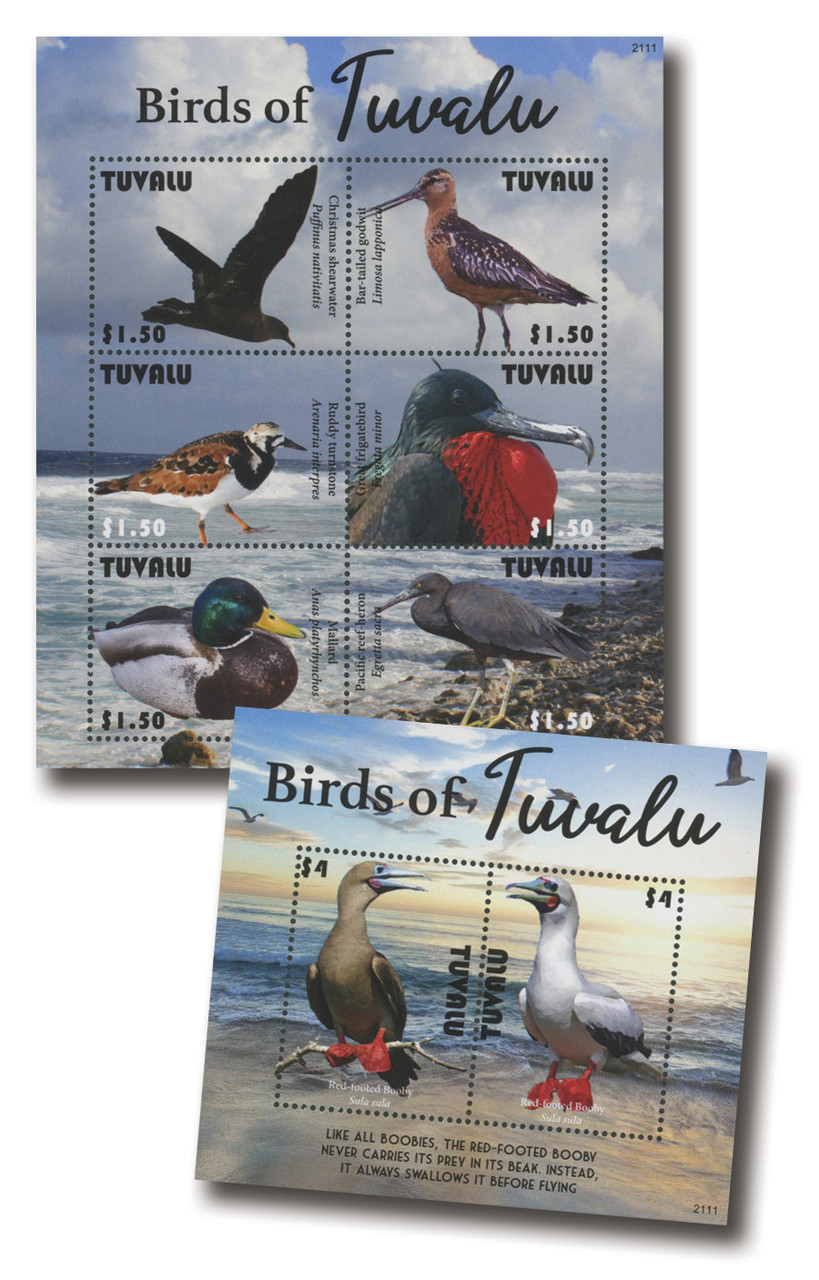 MFN432 - 2021 Birds of Tuvalu, 1 Mint Sheet of 6 & 1 Mint Souvenir ...