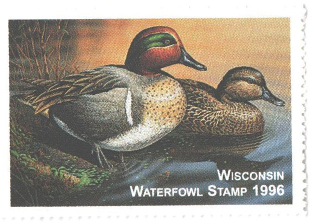 SDWI19 - 1996 Wisconsin State Duck Stamp - Mystic Stamp Company
