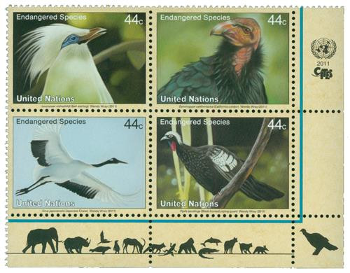 UN1031-34 - 2011 44c Endangered Species Block of 4 - Mystic Stamp Company