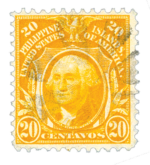 PH268 - 1911 20c Washington, Yellow, Philippines Regular Issue, Single ...